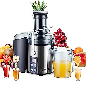 Juicer Machines, Kognita LCD Monitor 1100W Centrifugal Juicer with 3'' Big Mouth Feed Chute, Anti-drip, Tainless-steel Filter Easy Clean Included Brush