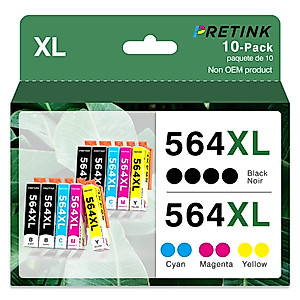 PRETINK Compatible Ink Cartridge Replacement for HP 564XL 564 XL Compatible with DeskJet 3520 3522 Officejet 4620 Photosmart 5520 6510 6520 7520 7525 Printer Tray (Black Cyan Magenta Yellow)