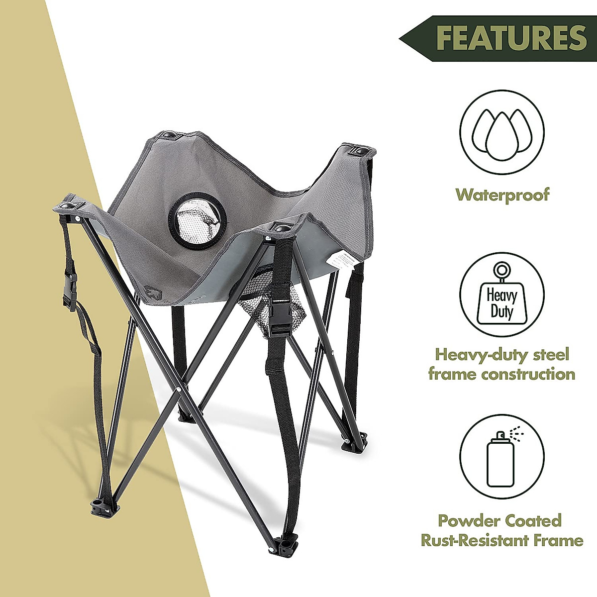 ARROWHEAD OUTDOOR 26” (66cm) Heavy-Duty Portable Camping Folding Table, 2 Cup Holders, Compact, Square, Carrying Case Included, Steel Frame, High-Grade 600D Canvas, USA-Based Support