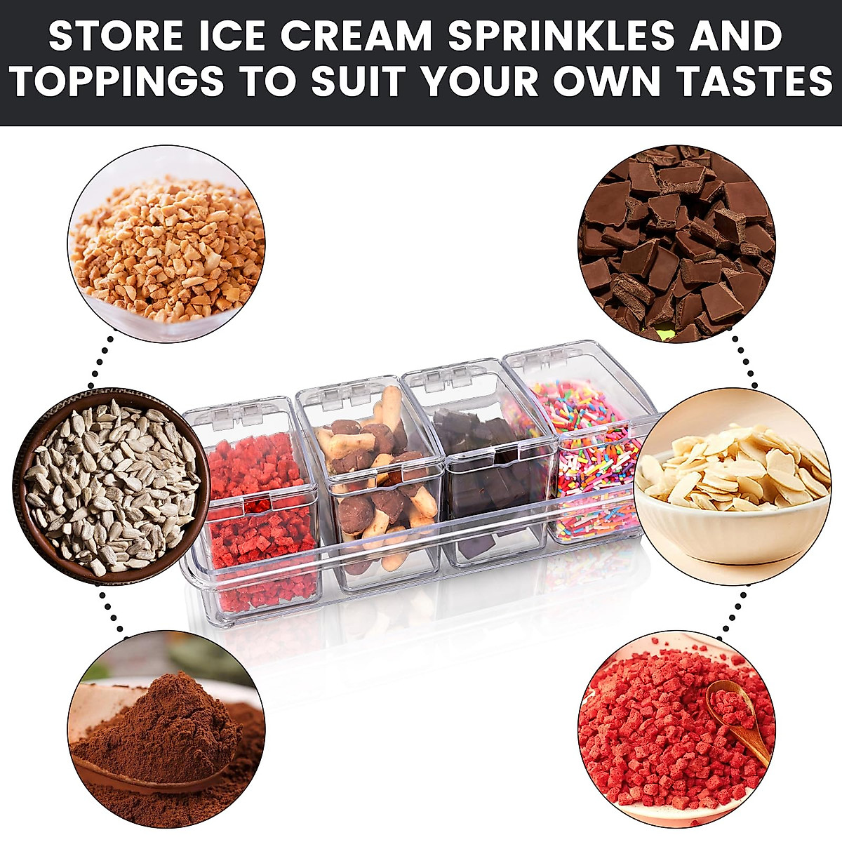 Ninja Creami Food Storage Containe, Airtight Food Storage Container Set,Acrylic Kitchen and Pantry Organization Canisters for Salted Nuts,Sugar,Chocolate Candy for ninja creami accessories