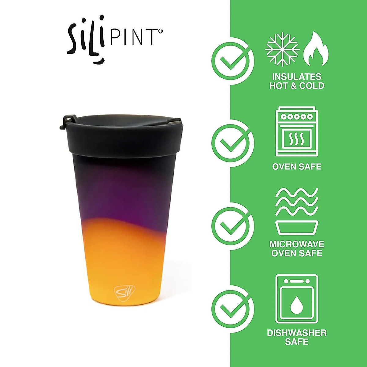 Silipint: Silicone 16oz Coffee Tumblers: 2 Pack Sun Storm - Unbreakable Cups, Reusable, Sustainable, Flexible, Hot & Cold Drinks