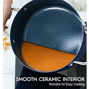 MICHELANGELO 6 Quart Stock Pot with Lid, Non Toxic Cooking Pot, Ceramic Soup Pot with Lid, Non Stick Pot with Stainless Steel Handle, Induction Compatible