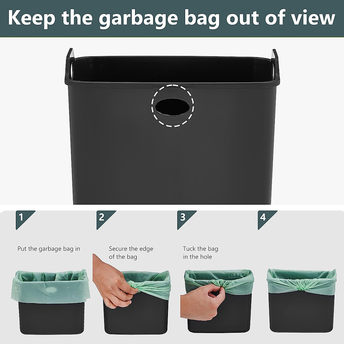 Nunsino Hanging Kitchen Compost Bin 4 Liter / 1.05 Gallon Includes 30 Compostable Bags, Trash Can with Removable Inner Bucket, Stainless Steel, Airtight Lid, Black (N01TC004BB)
