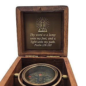 Engraved Compass Personalized in Wood Box | Antique Brass Desk Compass Gifts for Men, Him, Son, Grandson, Teen Boys for Graduation, Baptism, Confirmation, Leadership (Design My Own)