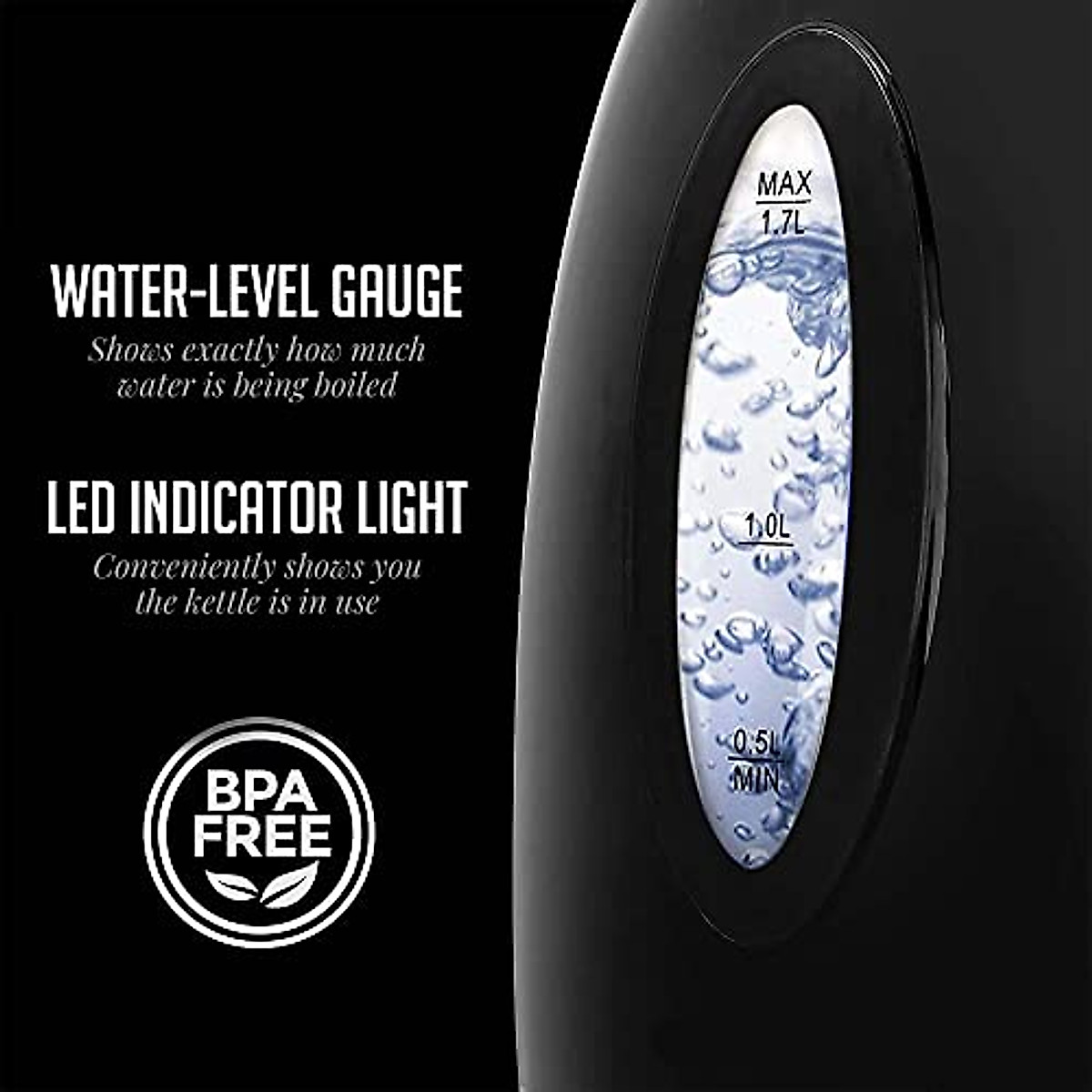 OVENTE Electric Kettle + 2-Slice Toaster Combo, 1.7L Hot Water Boiler with Auto Shut-Off and Boil Dry Protection, Toasting Machine with 6-Shade Settings and Removable Crumb Tray, Black KP72B + TP2210B