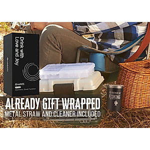 Onebttl Fishing Gifts for Men Guys, Unique Fishing Mug for Him, 20oz Stainless Steel Tumbler Fishing Tumbler for Dad, Husband, Coworkers, Friends, I'd Rather be FXXXing