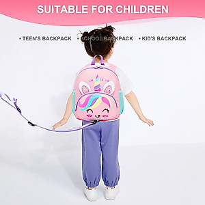 Mini Toddler Backpack for Girls Kids Backpack for Perschool with Toddler Harness Leashes 3D Cartoon Unicorn Kindergarten Schoolbag for Little Girl Boy Ages 12M+