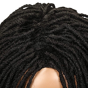 HANNE Short Dreadlock Wigs for Black Women and Men Afro Crochet Twist Braided Faux Locs Wig for African Americans Curly Braiding Full Wigs (Black Wig)