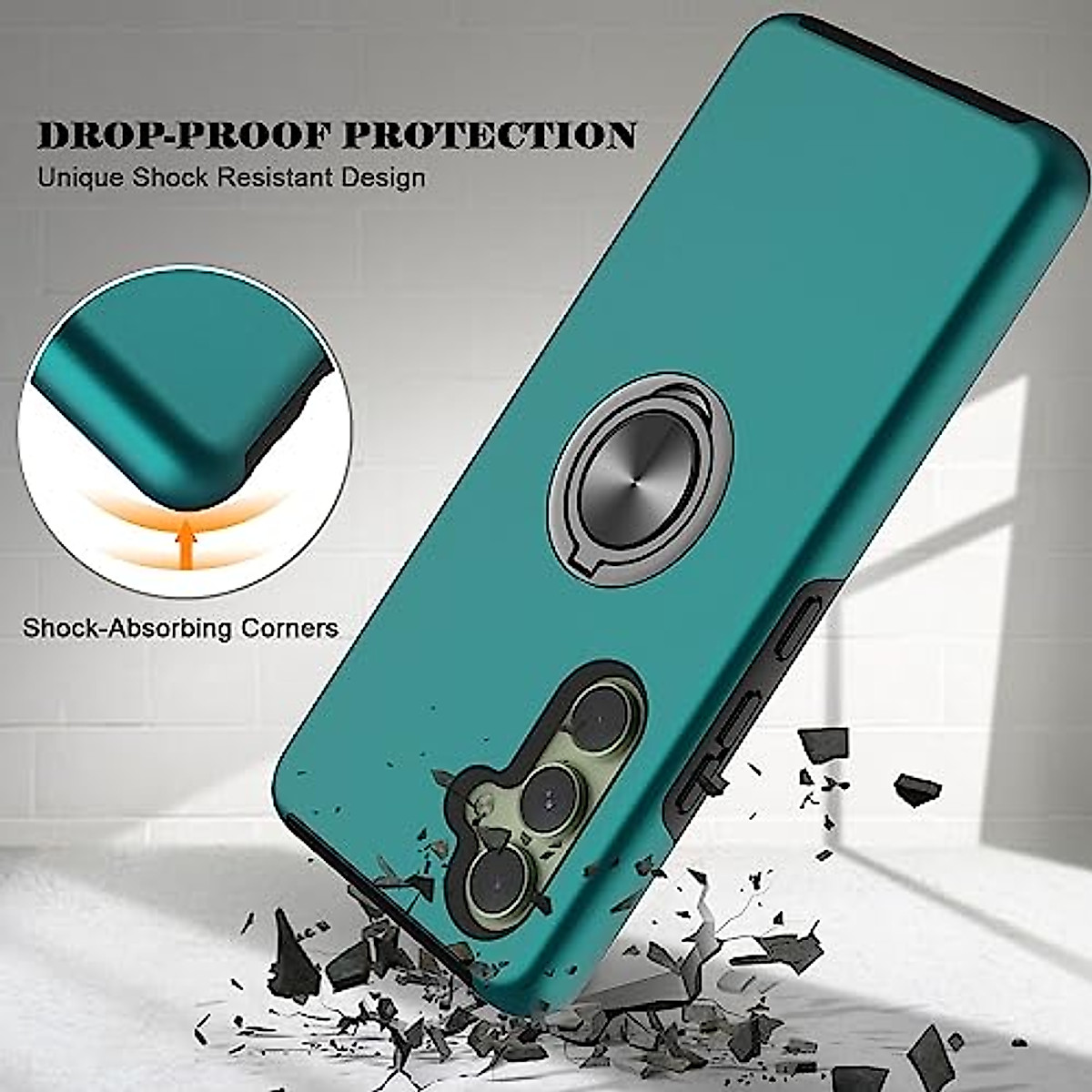 lovpec for Samsung Galaxy A54 5G Case with Glass Screen Protector, Ring Holder Kickstand Drop Proof Protective Slim Dual Layer Stand Non-Slip Tough Cover Cell Phone Case for Galaxy A54 5G (Green)