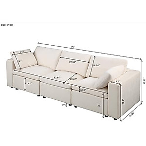 3 Seater Convertible Modular Sectional Sofa, Modern Reversible Chenille Upholstered Cloud Couch Sleeper Foam Sofá with Movable Seat for Home, Apartment Living Room