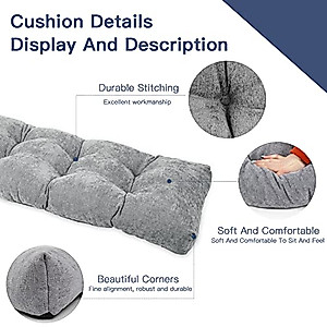 ROFIELTY Bench Cushion 42x16 inch, Patio Furniture Cushions, Indoor/Outdoor Anti-Slip Tufted Swing Seat Cushion, Bench Cushion for Multi-Scene use. (42x16x4 inch, Light Gray)