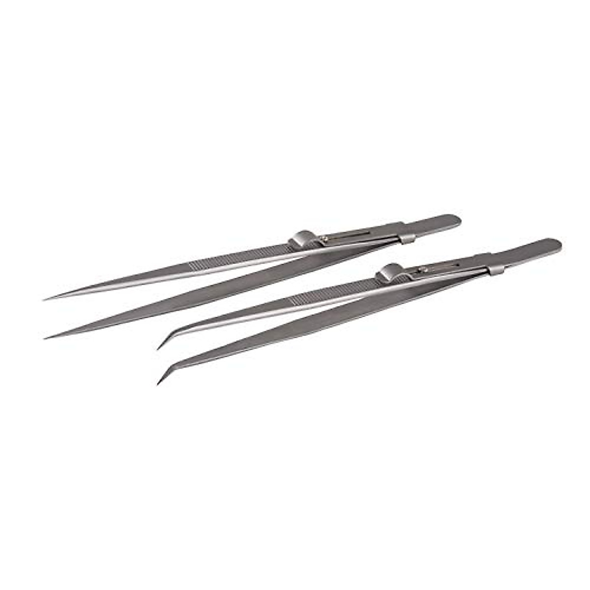 Tweezers, Precision Tweezers Set, Anti-Static Stainless Steel Curved of Tweezers, for Electronics, Laboratory Work, Jewelry-Making, Craft, Soldering, Etc（2 PCS）