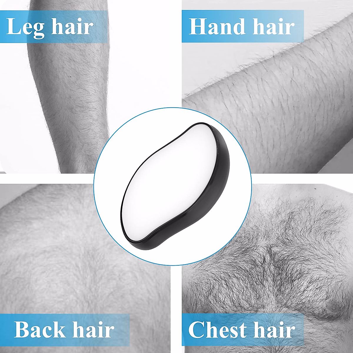 Crystal Hair Eraser, Magic Crystal Hair Remover, Painless Arm Back Bikini Liner Leg Hair Removal for Women Man, Black