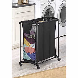 Whitmor 3 Section Laundry Sorter with Wheels - Black