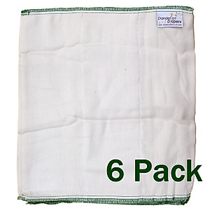 Dandelion Diapers Prefold Cloth Diapers Made from Viscose Bamboo and Cotton Blend Versatile Baby Diaper, 6 Count - Size 3 Infant Pinless Prefold