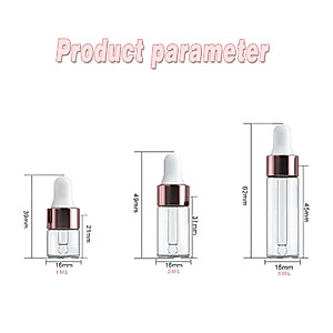 50 Pcs Mini Glass Dropper Bottle 1ml Clear Glass Dropper Bottles for Essential Oil, Sample Containers,Perfume Liquid