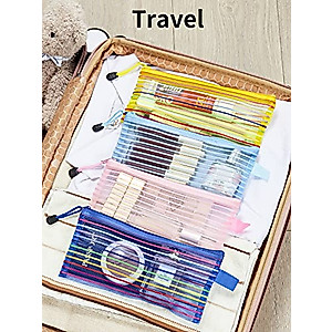 JARLINK 20 Pack 10 Colors Zipper Mesh Pouch, Pencil Pouch Pen Bag Multipurpose Travel Bags for Office Supplies Cosmetics Travel Accessories Multicolor