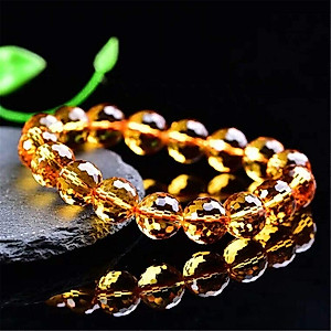 Muko Gemstone 8mm Natural Citrine Quartz Yellow Clear Faceted Beads Bracelet Crystal Women Men AAAAA