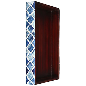 Handicrafts Home Handmade Moroccan Pattern 10x6 Towel Tray - Small Bathroom Tray, Guest Towel Holder, Decorative Napkin Holder, Bathroom Countertop Storage, Kitchen Hand Towel Holder Moroccan Blue