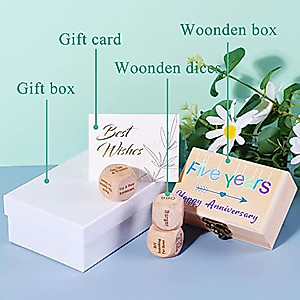 YWHL 5 Year Wedding Anniversary Wood Gifts for Her, Wooden Date Night Dice Gift for Him, Happy 5th Anniversary Wood Box Present for Couple