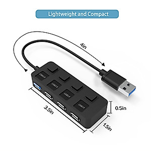 USB 3.0 Hub,4-Port Mini USB hub 3.0,2.0 Hub with Individual LED Power Switches,USB Expander for Laptop,PC,MacBook,Flash Drive,Console, Printer,Camera,Keyborad,Mouse,and More USB Devices