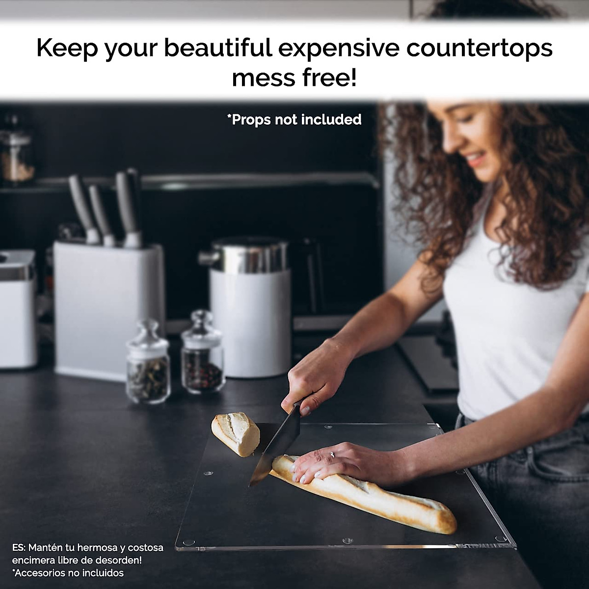 Clear Acrylic Cutting Board 16" x 15" Countertop Charcuterie Chopping Block with Lip and Several Rubber Bumpers by Marketing Holders