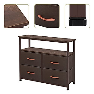 AZL1 Life Concept Storage Dresser with Shelves-Storage Chest for Bedroom, Living Room, Hallway, Closet Organizer with Sturdy Steel Frame, Wooden Shelf, Removable Fabric Drawers, Coffee