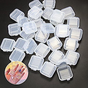 Cenbee 48 Pcs Clear Small Plastic Storage Containers Anti Oxidation Transparent Jewelry Holder for Item Craft, Beads, Pills, Ear Studs, Necklaces,Rings, Case (1.37 x 1.37 0.7 Inches)