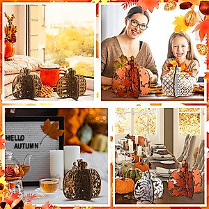 Soaoo 12 Pcs Thanksgiving Wooden Table Signs Pumpkin Wood Table Decoration Thanksgiving Tiered Tray Decoration Thanksgiving Table Centerpieces Block Sign Farmhouse Decorations for Home Party