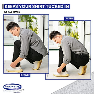 BELTAWAY Tuck N Stay Keep Shirts Tucked in Extra Gripping Shirt Stays for Men - Adjustable Stretch belt, Look Neat for Work, Dress, Casual