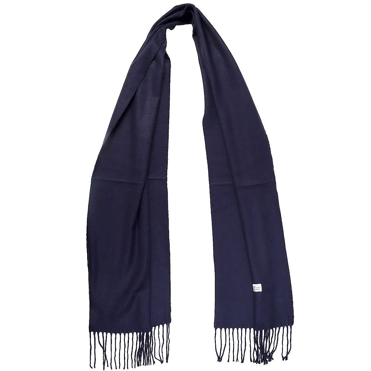 Falari Men Women Unisex Cashmere Feel Scarf 78" x 12" Solid Color Navy A19-02