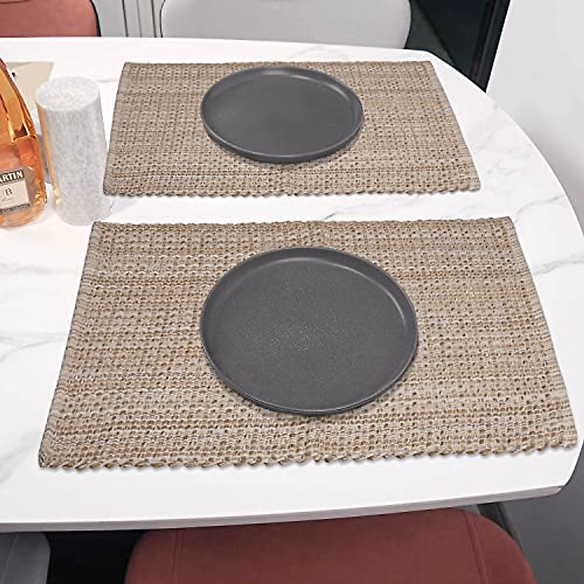 Urban Villa Placemats for Dining Table 100% Cotton Placemats 14''x20'' Over Sized Tablemats Set of 6 Placemats Egg Shell Two Tone Tablemats for Family Dinners Wedding Parties Everyday Use Placemats