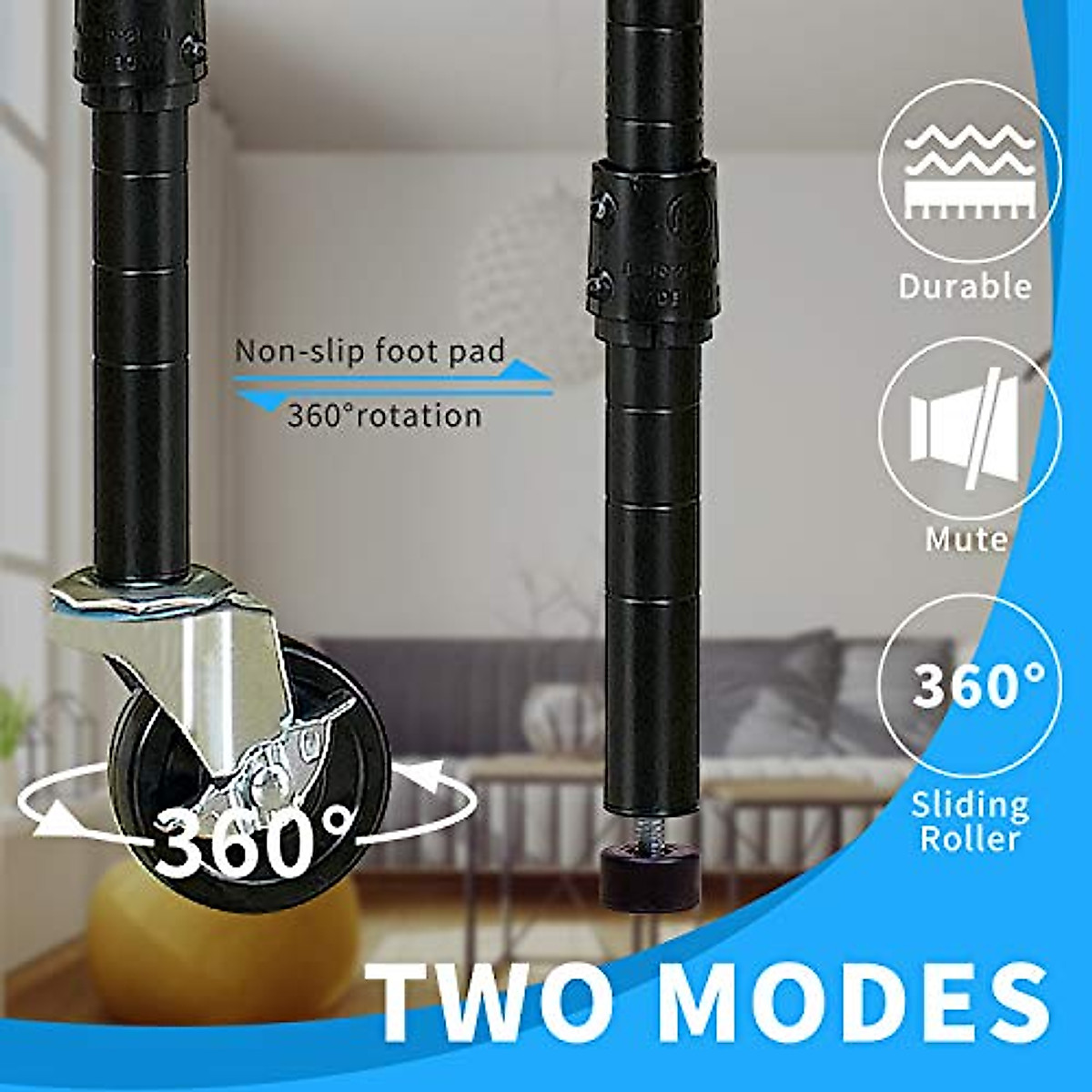 HCY 6-Tier Storage Shelf Shelving Unit Rolling Shelves Heavy Duty Metal Rack 82''x48''x18'' NSF Height Adjustable with Wheels for Garage Kitchen Pantry Organization 2100 LBS Capacity, HY-WS-776-BLACK