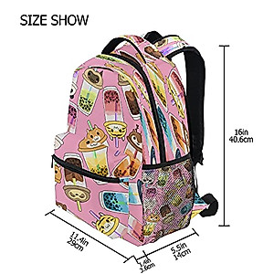 xigua Kawaii Bubble Tea Print Computer Backpack - Lightweight School Bag for Boys Girls Tenns