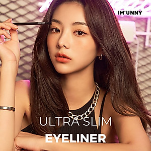 IM UNNY Ultra Slim Eyeliner Pencil (S01.KILL BLACK), 1.5mm Tip for defined liner, Waterproof, Oil Absorption, Superstay Korean Makeup Eye liner Pencil