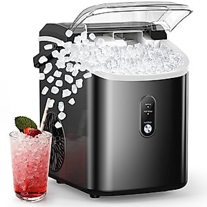 COWSAR Nugget Ice Makers Countertop, Pebble Ice Maker Machine with Soft Chewable Ice, 34Lbs/24H, Self-Cleaning, One-Click Operation, Pellet Ice Maker Countertop for Home/Kitchen/RV/Camping