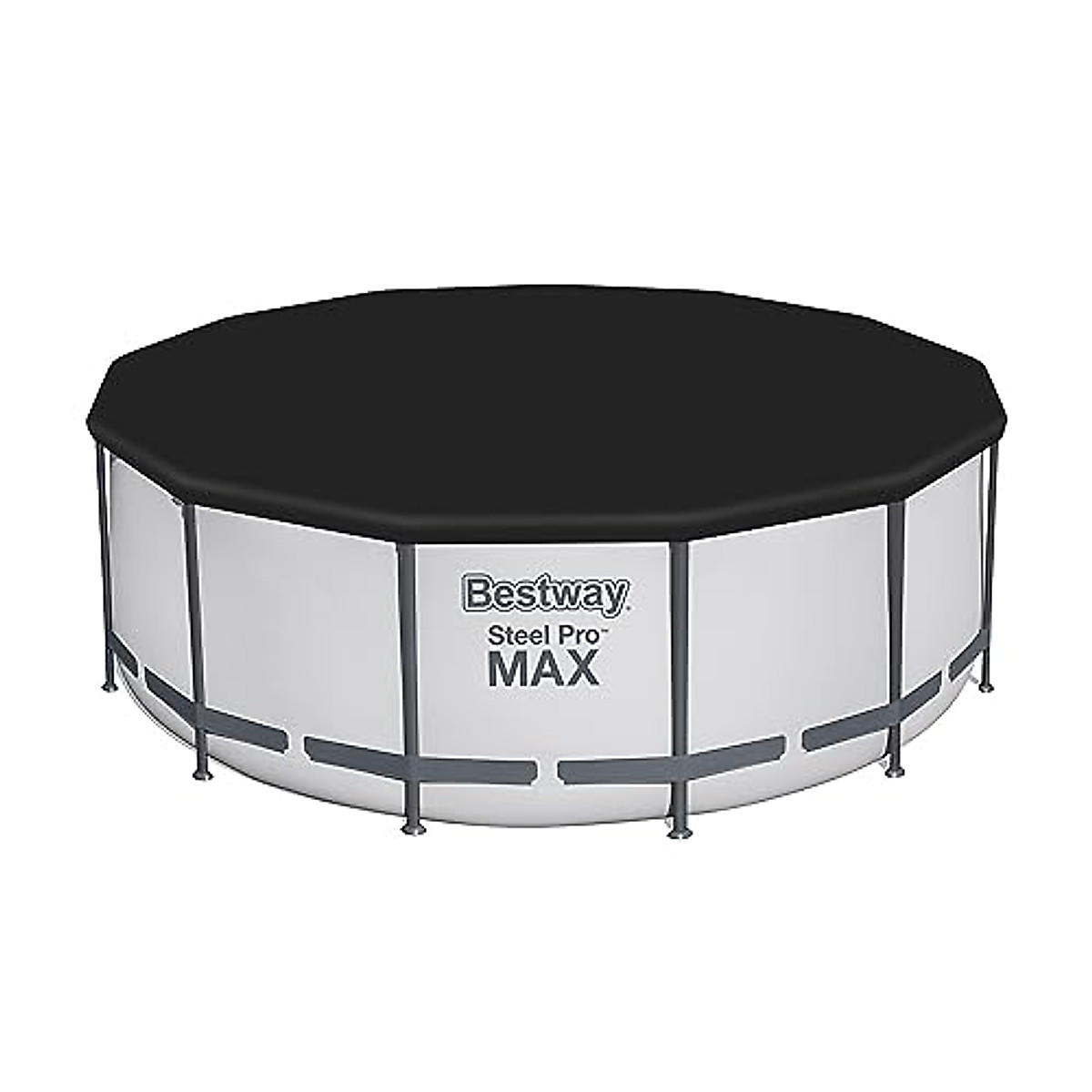 Bestway Steel Pro MAX 13 Foot x 48 Inch Round Metal Frame Above Ground Outdoor Swimming Pool Set with 1,000 Filter Pump, Ladder, and Cover