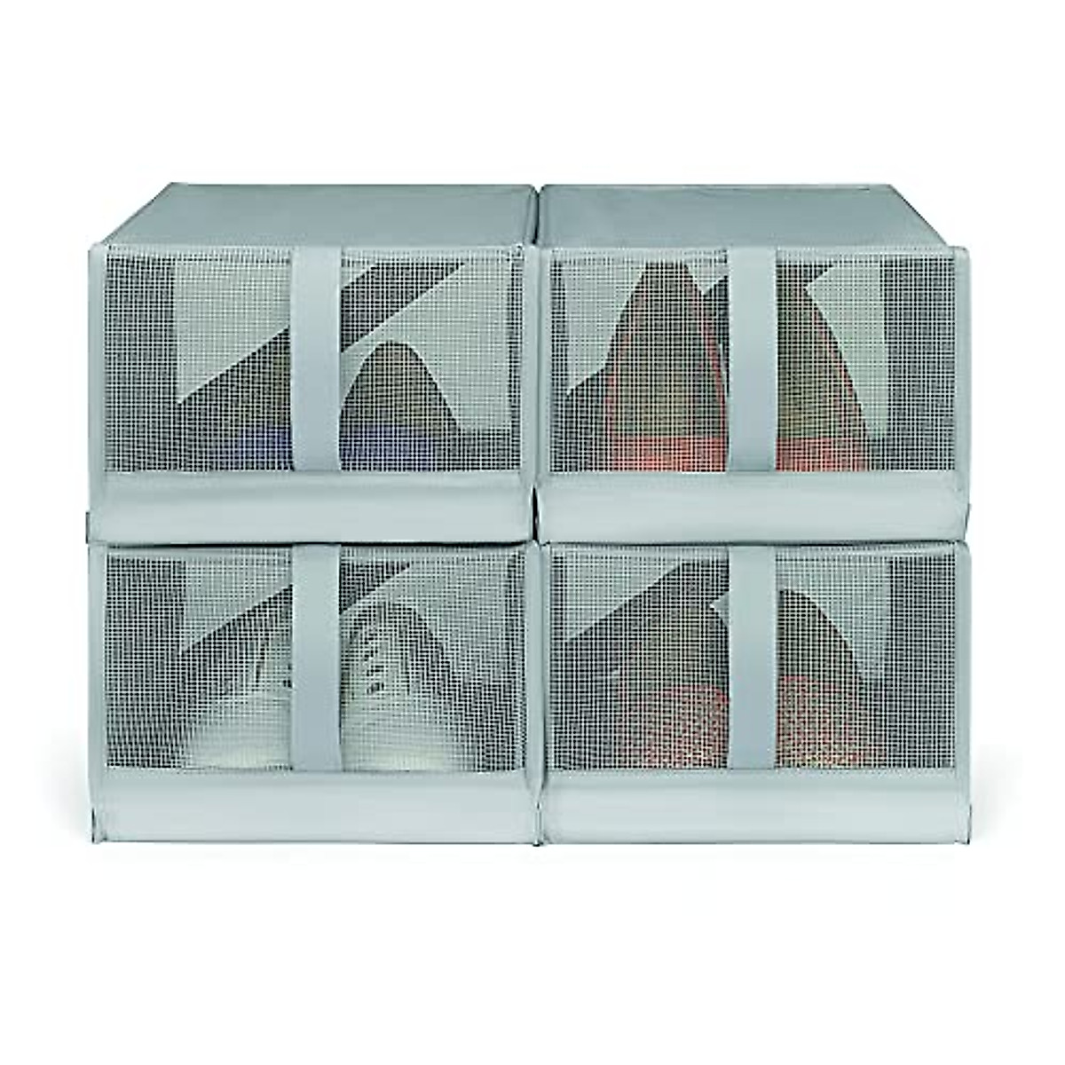 Whitmor Gray Mesh Shoe Boxes-Set of 4
