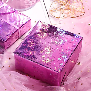 LeZakaa Pink Holographic Wrapping Paper - Mini Roll - Butterfly Print for Birthday, Holiday - 17 inches x 32.8 Feet (46.5 sq.ft.)