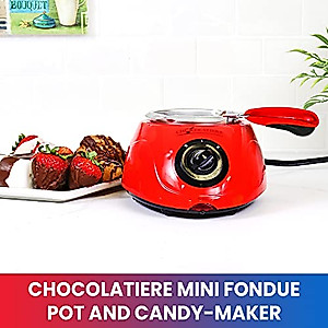 Total Chef Chocolatiere Electric Melter for Chocolate and Candy Melts, 8.8 oz (250 g), Fondue Pot, DIY Candy Maker with 32-Piece Accessory Kit for Dessert, Special Occasion, Romantic Dinner, Red