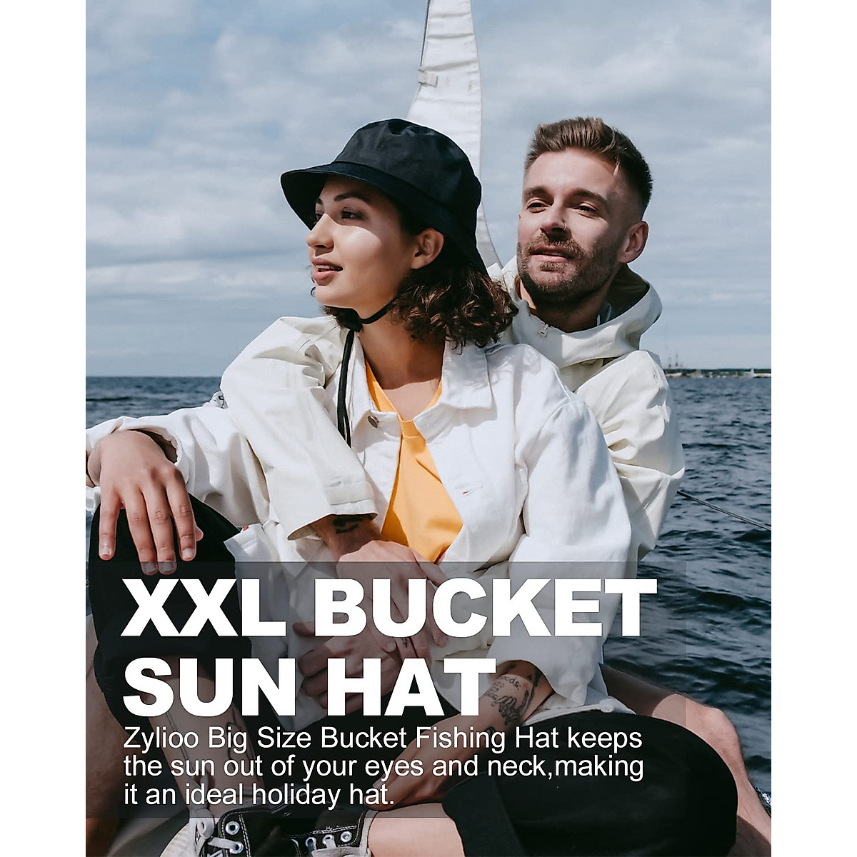 Zylioo XX-Large Reversible Bucket Hat,Oversize Summer Travel Bucket Hats,Wearable Sun Hat for Big Heads 25"-26"