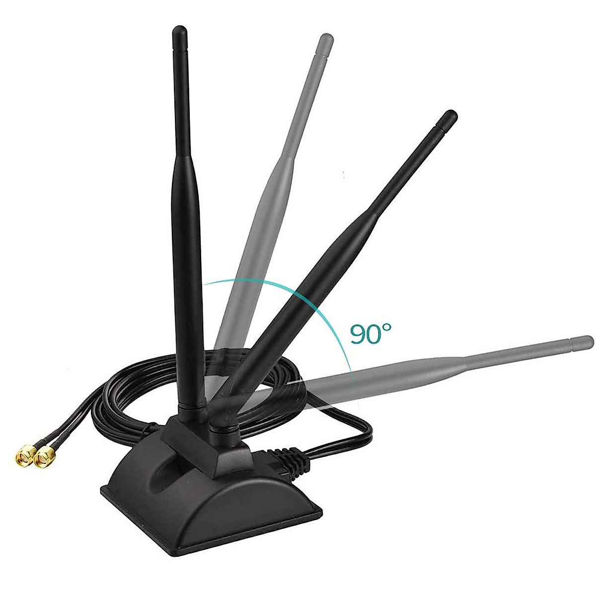 CORONIR WiFi Antenna with RP-SMA Male Connector, 2.4GHz 5GHz Dual Band Antenna Magnetic Base with Extension Cable for PCI-E WiFi Network Card USB WiFi Adapter Wireless Router Mobile Hotspot