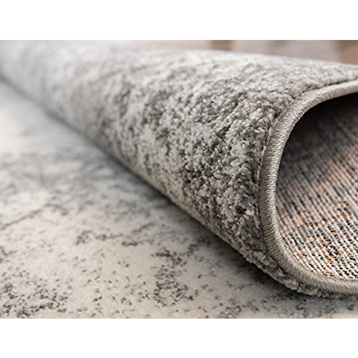 Unique Loom Rosso Collection Traditional, Vintage, Medallion, Border, Distressed, Southwestern Area Rug, 8 ft x 10 ft, Gray/Ivory