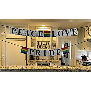 Peace, Love, Pride Banner - Gay Pride Flag Themed, Rainbow Colored - Gay, Lesbian, LGBT Party Decoration