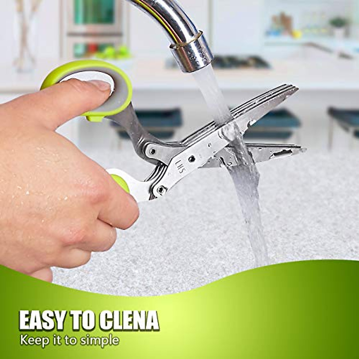 LHS Herb Scissors with 5 Multi Stainless Steel Blades and Safe Cover Kitchen Gadgets Cutter, Kitchen Chopping Shear, Mincer, Sharp Dishwasher Safe Kitchen Gadget, Culinary Cutter