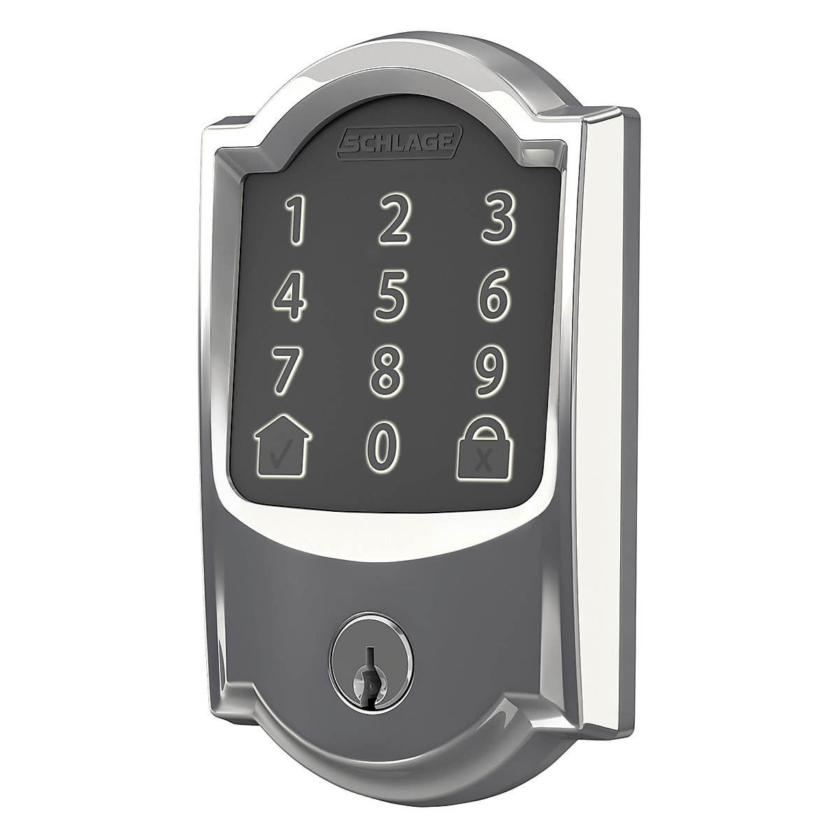 Schlage Encode Smart WiFi Deadbolt with Camelot Trim In Bright Chrome