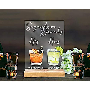 Signature Drink Sign for Wedding or Party Bar Menu Sign, Wedding Sign, Bar Sign His Hers Drinks Custom Drinks Sign Clear