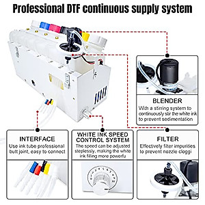 L&C Professional DTF CISS DTF White Ink Circulation System DTF Empty Ink System CISS Refillable Cartridge Kit with Ink Flow Control Damper for EPSON ET8550 L805 DTF Printer