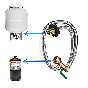 DOZYANT Universal 3 Feet Propane Refill Hose with ON-Off Control Valve Propane Refill Adapter for 1 lb Propane Tank Cylinder Bottle, POL Propane Tank Connector Stainless Steel Hose