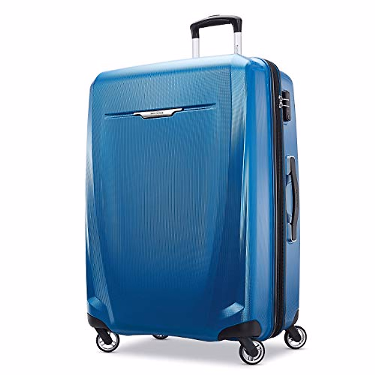 Samsonite Winfield 3 DLX Hardside Expandable Luggage with Spinners, Blue/Navy, Checked-Large 28-Inch